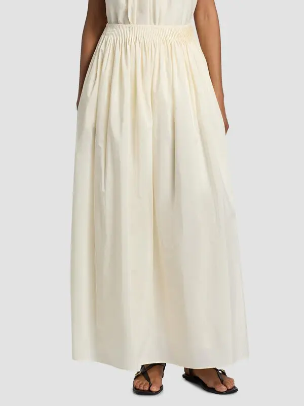 Loulou De Saison Naya Gathered Cotton-silk Maxi Skirt