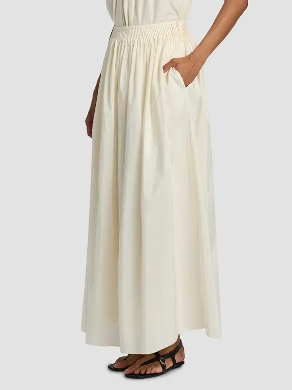 Loulou De Saison Naya Gathered Cotton-silk Maxi Skirt