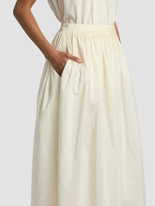 Loulou De Saison Naya Gathered Cotton-silk Maxi Skirt