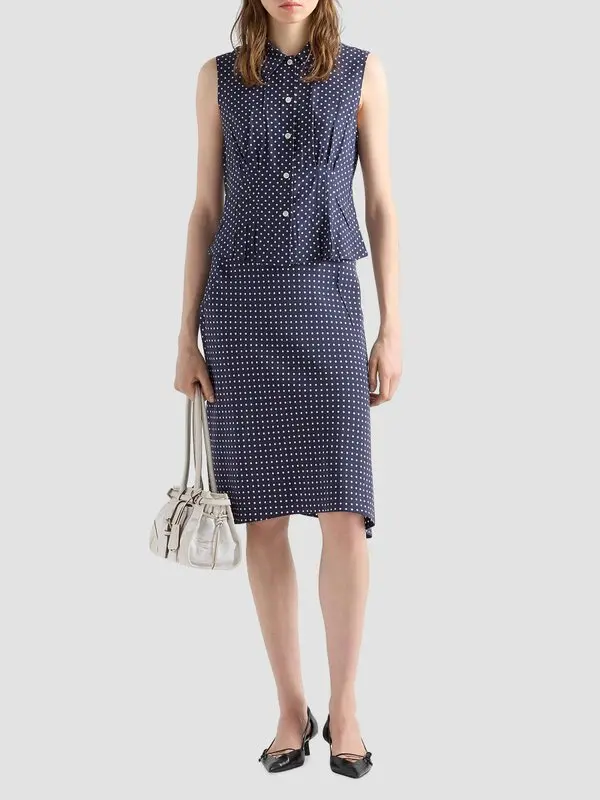 Prada Polka-dot Marocain Skirt