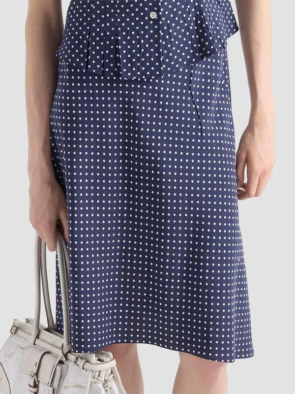 Prada Polka-dot Marocain Skirt