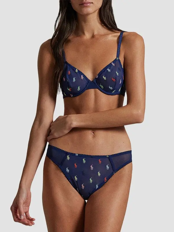 Polo Ralph Lauren Pony-embroidered Mesh Unlined Demi Bra