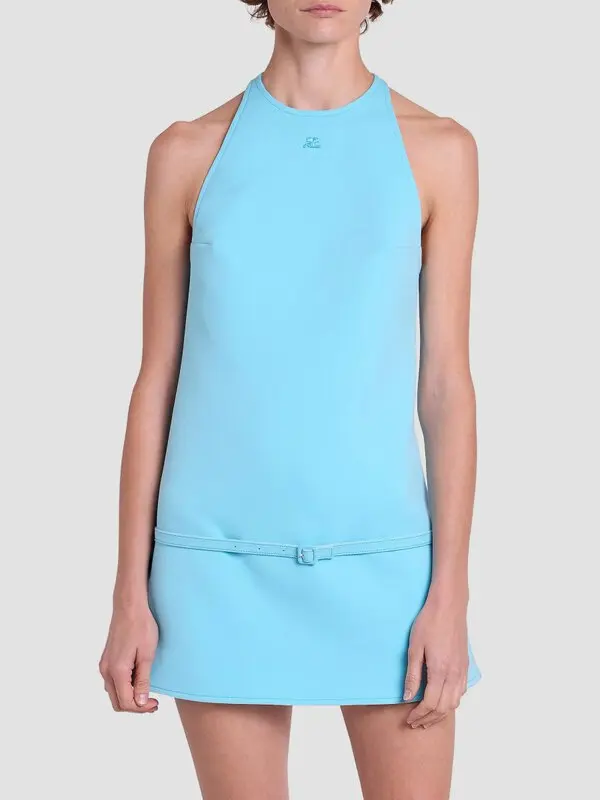 COURREGES A-line Belted Twill Minidress