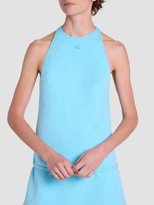 COURREGES A-line Belted Twill Minidress