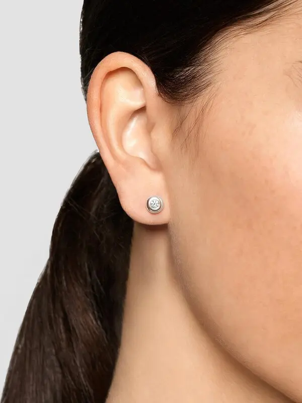 David Yurman Bezel Set Stud Earrings In Sterling Silver With Diamonds, 6.4mm