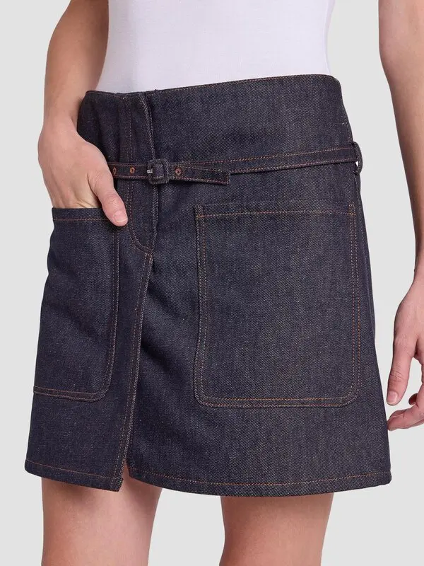 COURREGES Cotton Denim Miniskirt