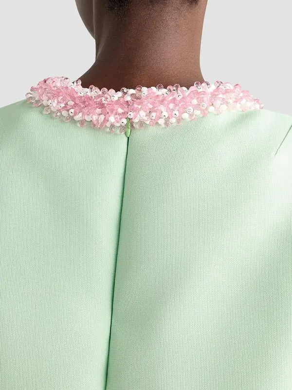 Prada Embroidered Slubbed Gazar Dress