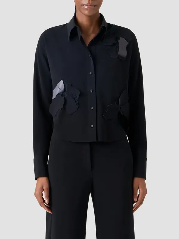 Akris 3d Floral Patch Blouse