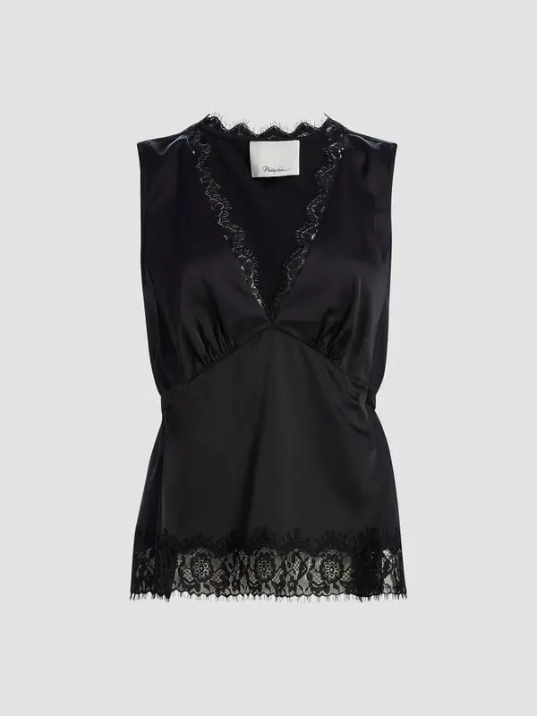 3.1 Phillip Lim Satin Lace Tie Waist Top