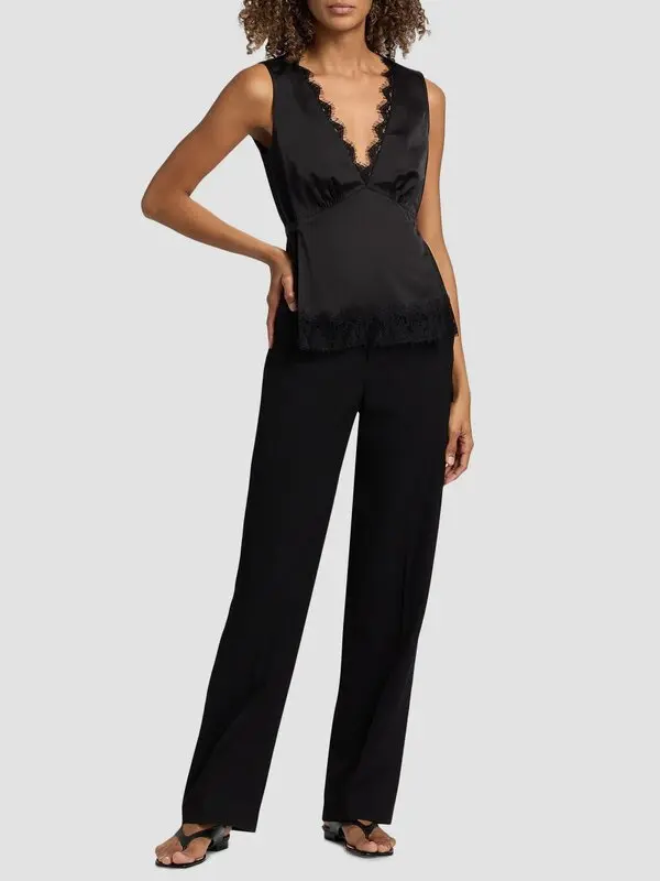3.1 Phillip Lim Satin Lace Tie Waist Top