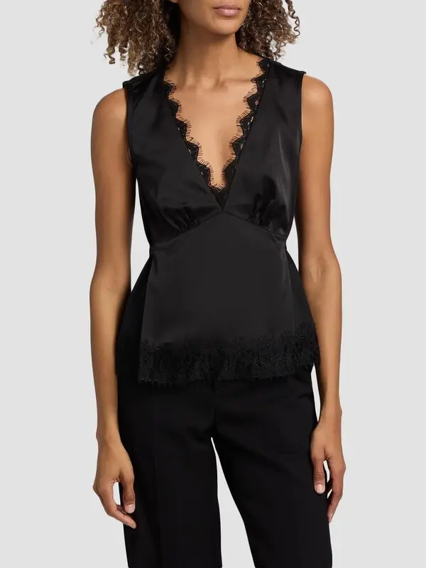 3.1 Phillip Lim Satin Lace Tie Waist Top