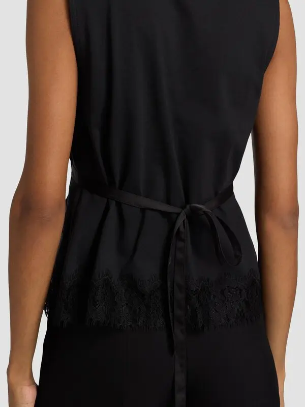3.1 Phillip Lim Satin Lace Tie Waist Top