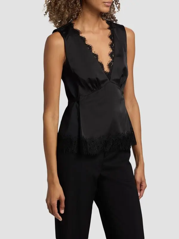 3.1 Phillip Lim Satin Lace Tie Waist Top