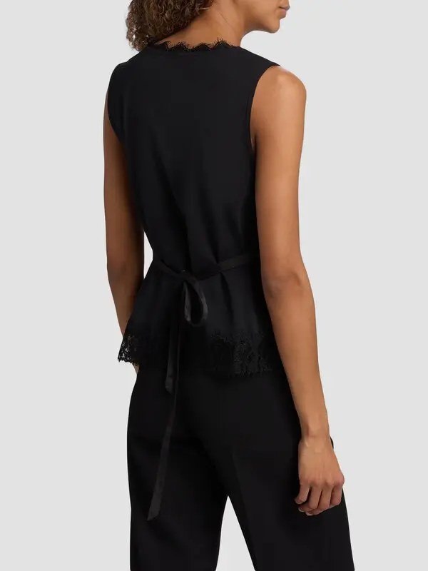 3.1 Phillip Lim Satin Lace Tie Waist Top