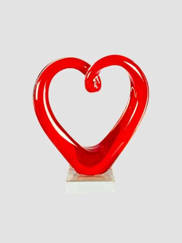 DALE TIFFANY Ruby Heart Glass Sculpture - Red