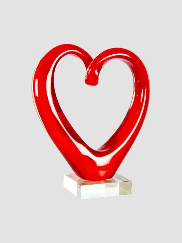 DALE TIFFANY Ruby Heart Glass Sculpture - Red