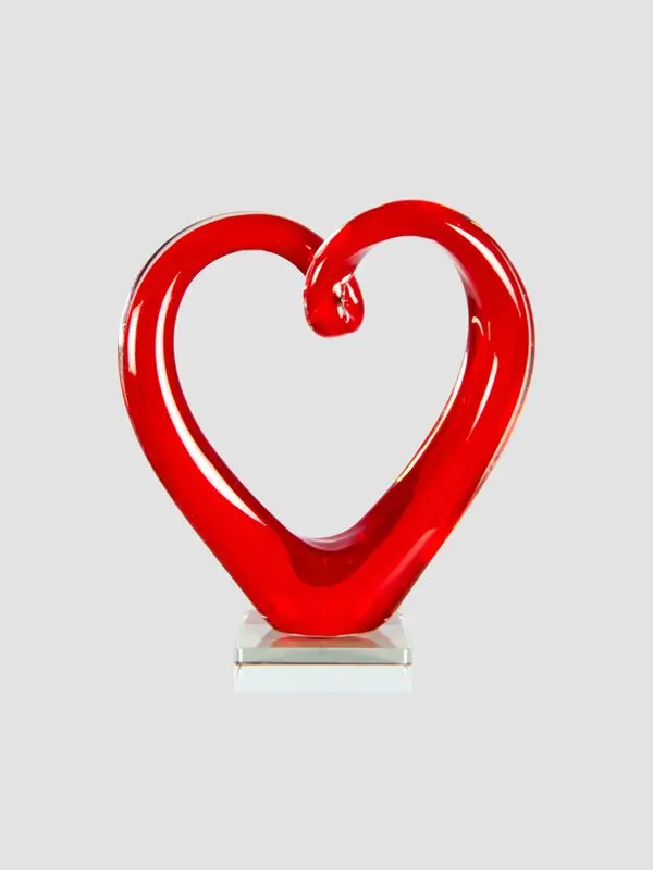DALE TIFFANY Ruby Heart Glass Sculpture - Red