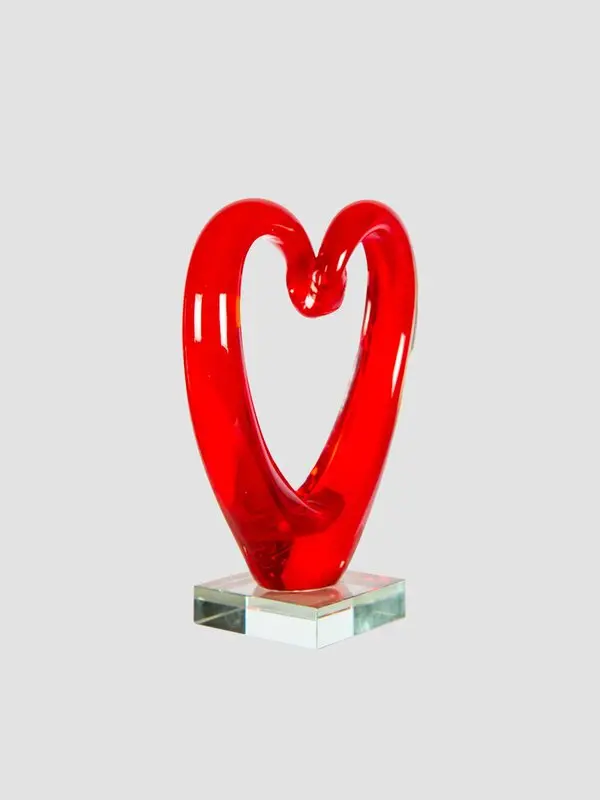 DALE TIFFANY Ruby Heart Glass Sculpture - Red