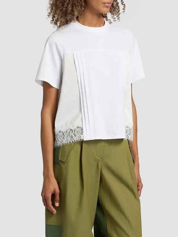 3.1 Phillip Lim Satin & Lace Mixed-media T-shirt