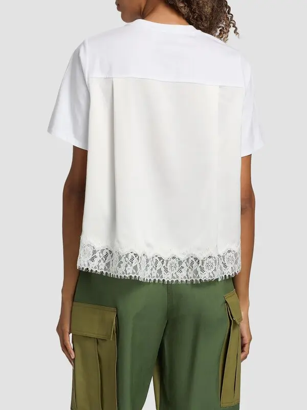 3.1 Phillip Lim Satin & Lace Mixed-media T-shirt