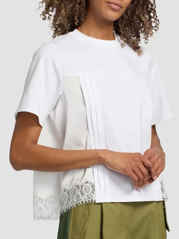 3.1 Phillip Lim Satin & Lace Mixed-media T-shirt