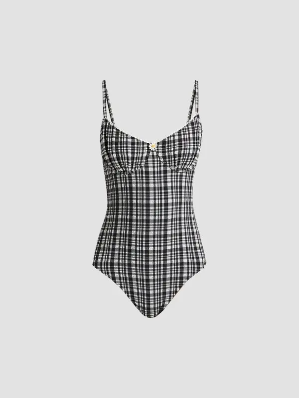 Solid & Striped The Taylor Plaid Seersucker One-piece Swimsuit