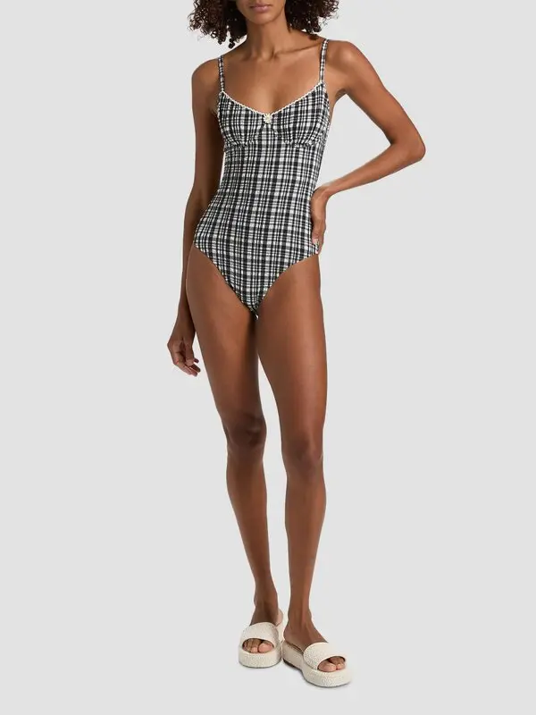 Solid & Striped The Taylor Plaid Seersucker One-piece Swimsuit