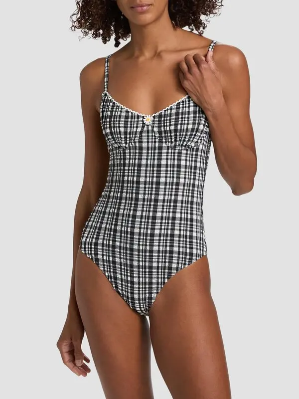 Solid & Striped The Taylor Plaid Seersucker One-piece Swimsuit