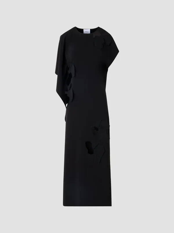 Akris Lasercut Crêpe Appliqué Midi Dress