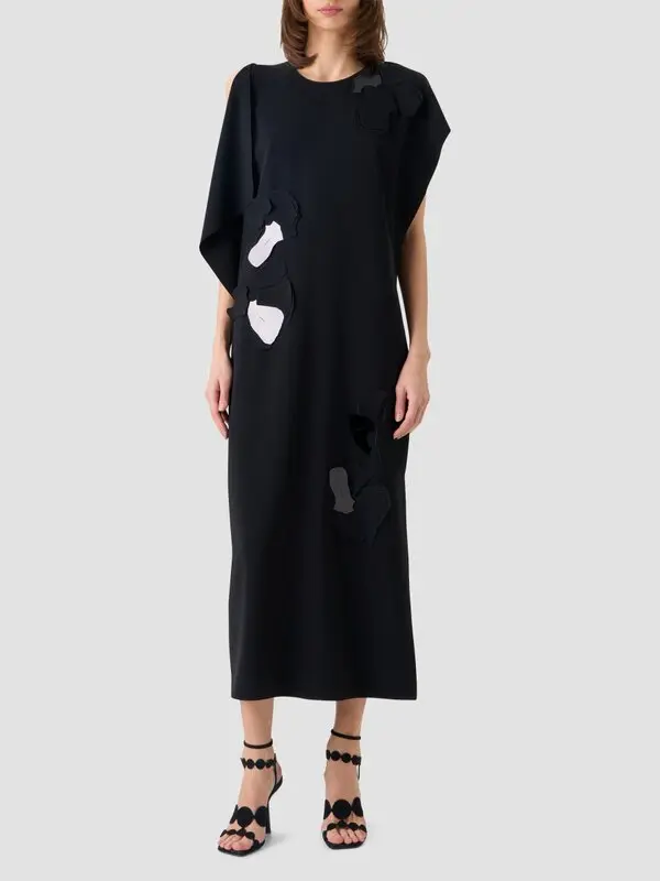 Akris Lasercut Crêpe Appliqué Midi Dress