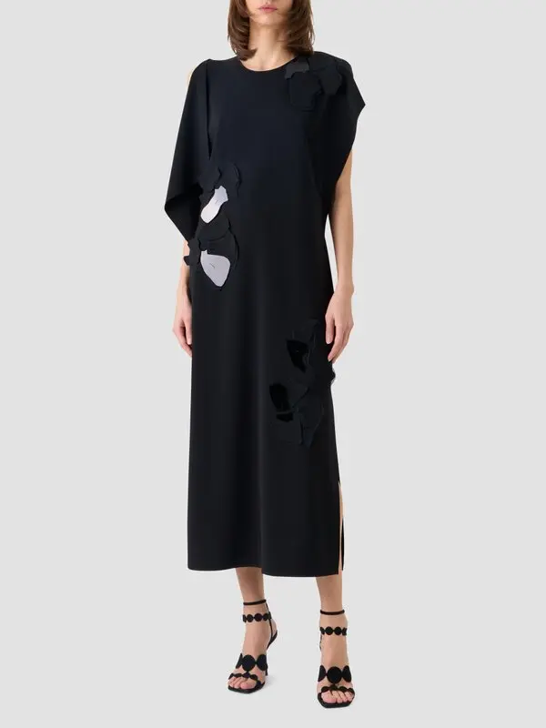 Akris Lasercut Crêpe Appliqué Midi Dress