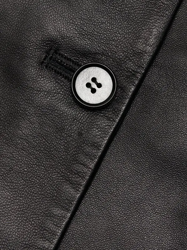 Loulou De Saison Raho Leather Crop Jacket - Black