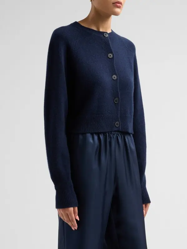 Loulou De Saison Heike Cashmere Crop Cardigan - Navy