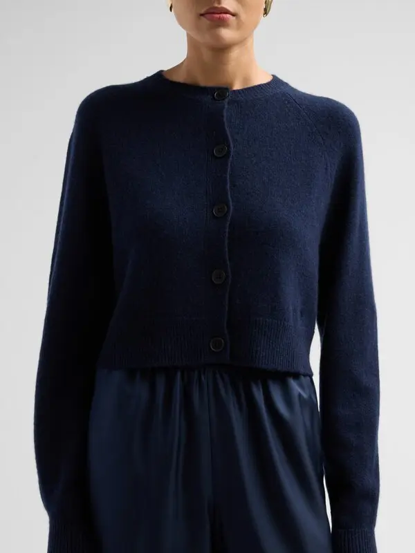 Loulou De Saison Heike Cashmere Crop Cardigan - Navy