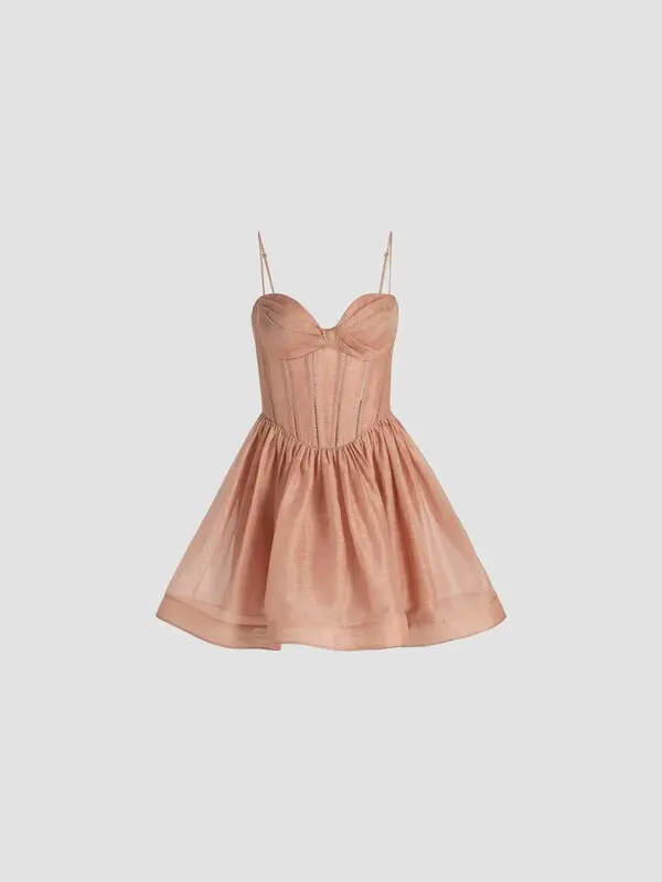 Zimmermann Luna Corset Linen-silk Fit-&-flare Minidress