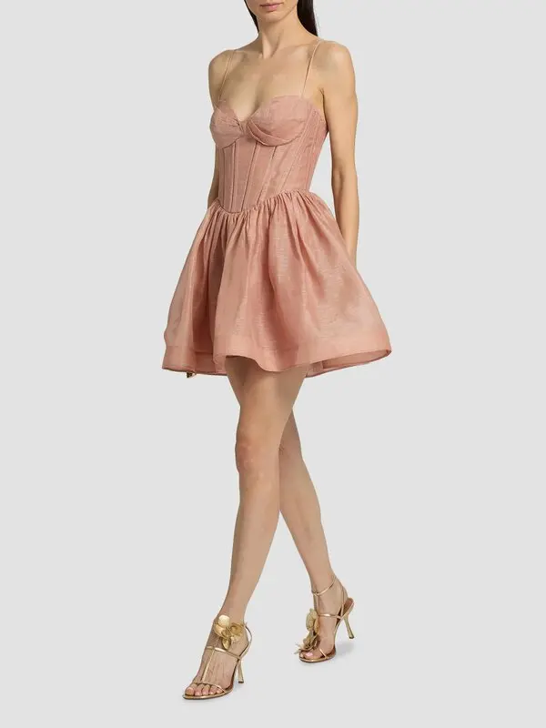Zimmermann Luna Corset Linen-silk Fit-&-flare Minidress