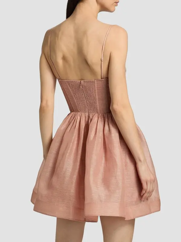 Zimmermann Luna Corset Linen-silk Fit-&-flare Minidress