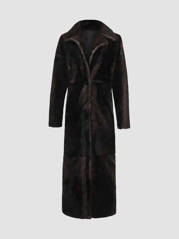 Gorski Reversible Merino Shearling Lamb Belted Coat - Brown