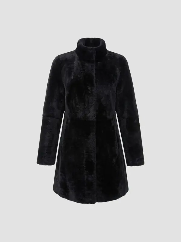 Gorski Merino Lamb Stroller Coat - Black