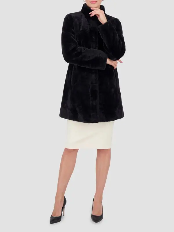 Gorski Merino Lamb Stroller Coat - Black