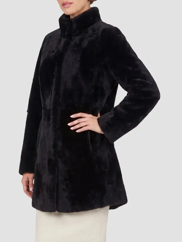Gorski Merino Lamb Stroller Coat - Black