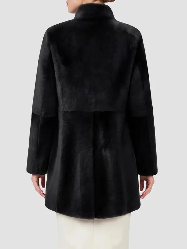 Gorski Merino Lamb Stroller Coat - Black
