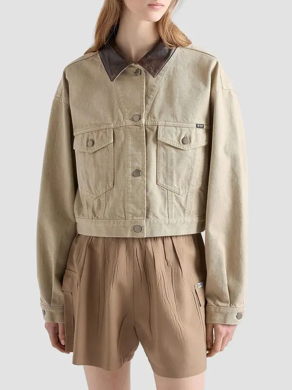 Prada Cropped Old Denim Jacket - Beige