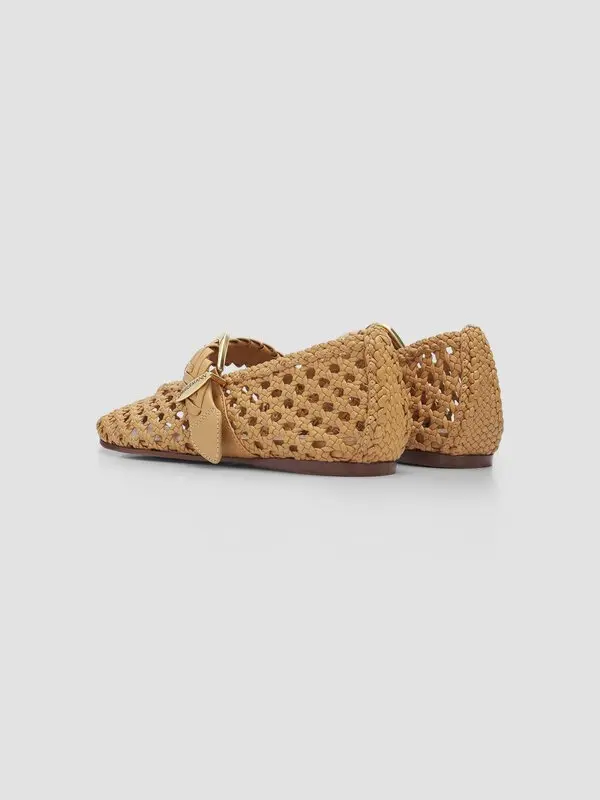 Zimmermann Alchemy Leather Ballerina Flats - Wheat