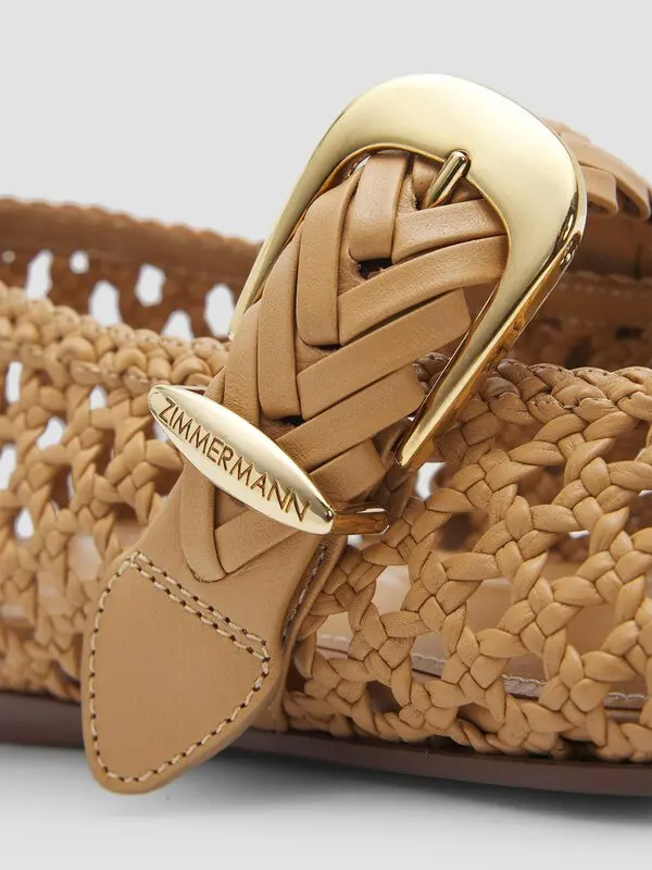 Zimmermann Alchemy Leather Ballerina Flats - Wheat