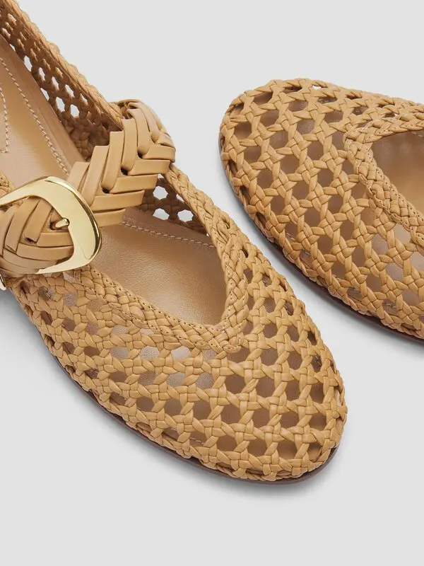 Zimmermann Alchemy Leather Ballerina Flats - Wheat