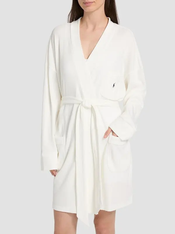 Polo Ralph Lauren Waffle-knit Cotton-blend Belted Robe
