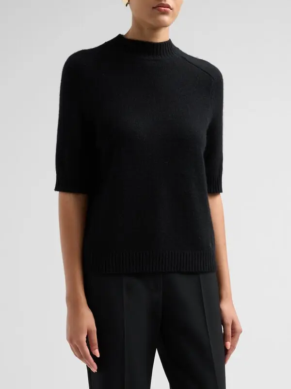 Loulou De Saison Ruth Cashmere Elbow-sleeve Top - Black