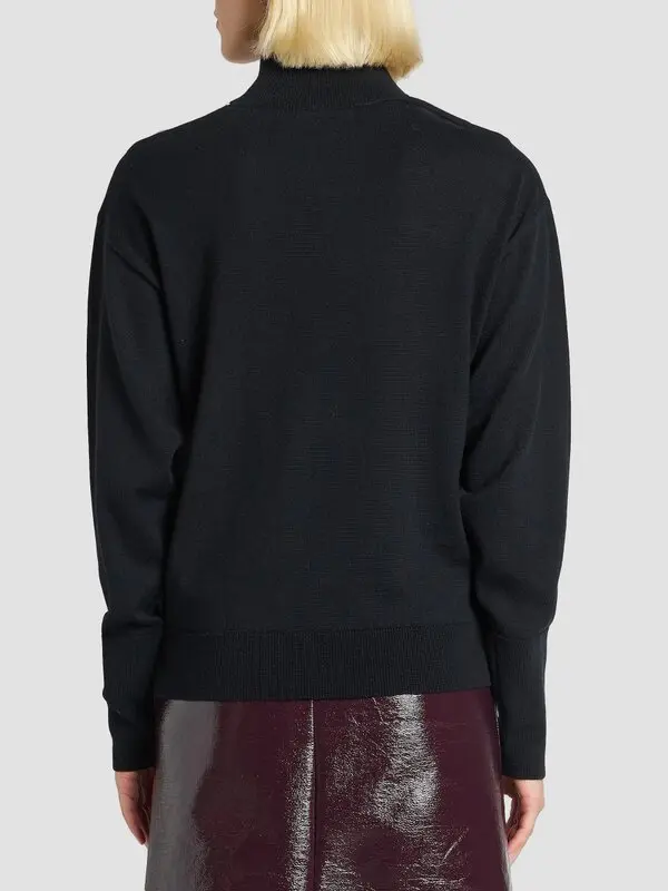 COURREGES Logo Cut-out Merino Wool Sweater
