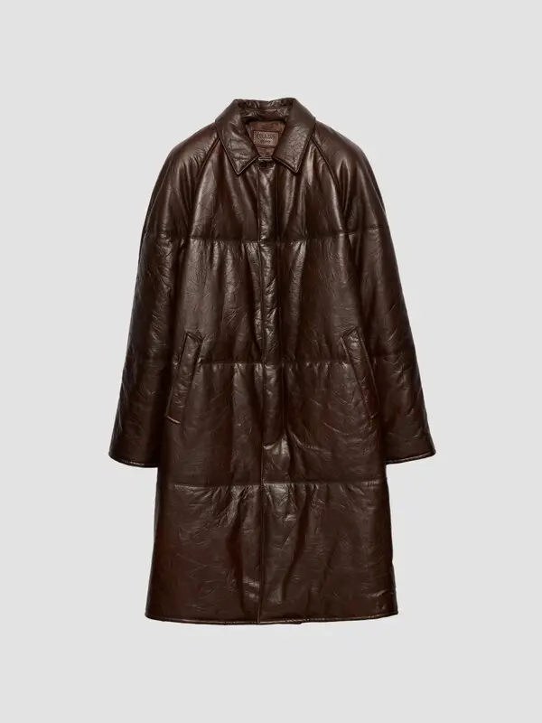 Prada Padded Nappa Leather Coat - Brown